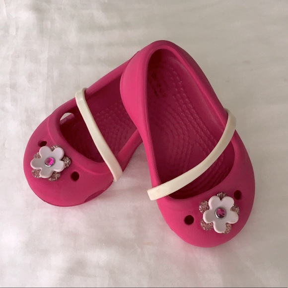 CROCS | Shoes | Crocs Kids Flower Petal Mary Jane Clog Sandals 4c ...
